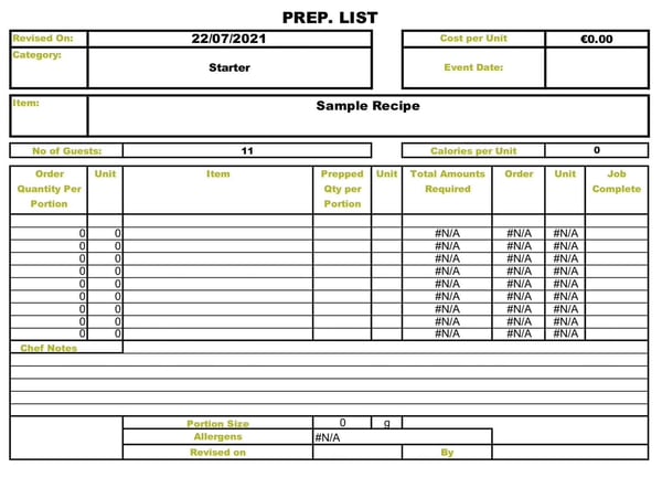 Prepsheets In Excel